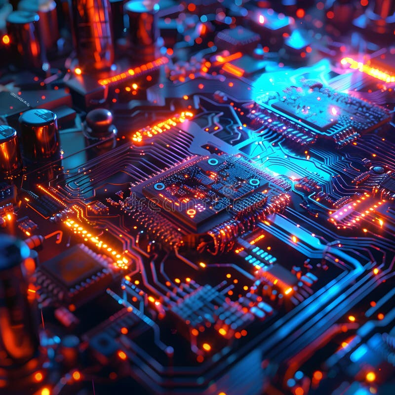Wallpaper of Virtual Micro Chips on Digital Background, Abstract ...
