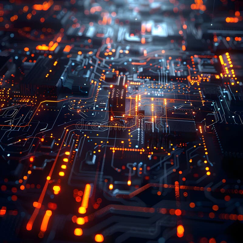 Wallpaper of Virtual Micro Chips on Digital Background, Abstract ...