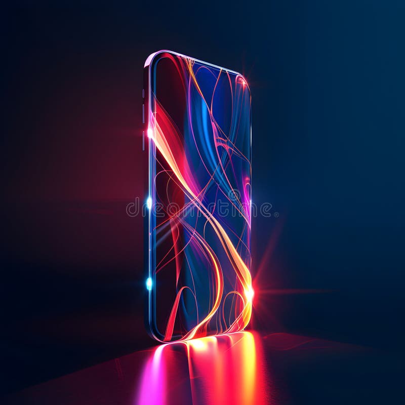 Wallpaper of Virtual Mobile Phone on Digital Background, Abstract ...