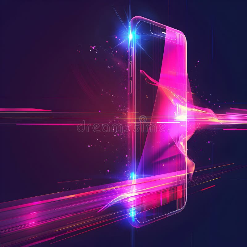 Wallpaper of Virtual Mobile Phone on Digital Background, Abstract ...
