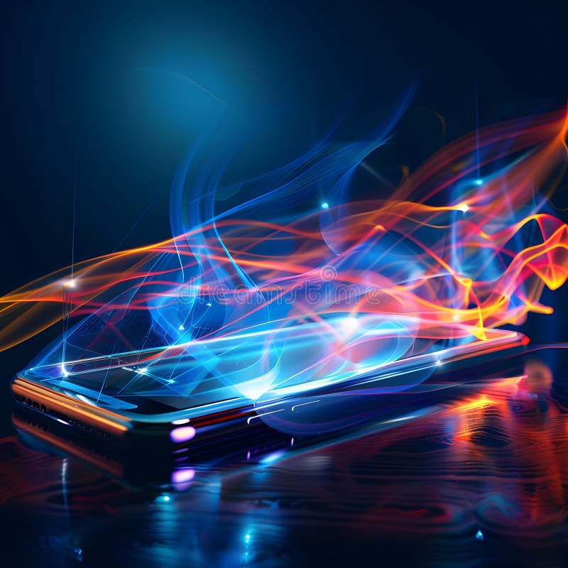 Wallpaper of Virtual Mobile Phone on Digital Background, Abstract ...