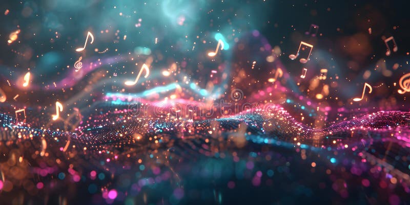 Wallpaper of Virtual Music Notes on Digital Background, Abstract ...