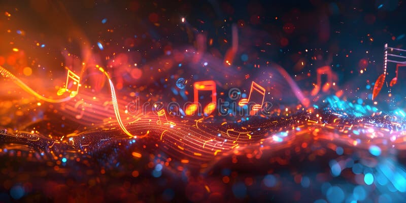 Wallpaper of Virtual Music Notes on Digital Background, Abstract ...
