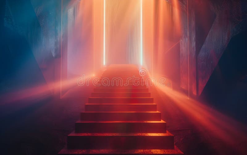 Wallpaper of Virtual Stairs on Digital Background, Abstract Technology ...