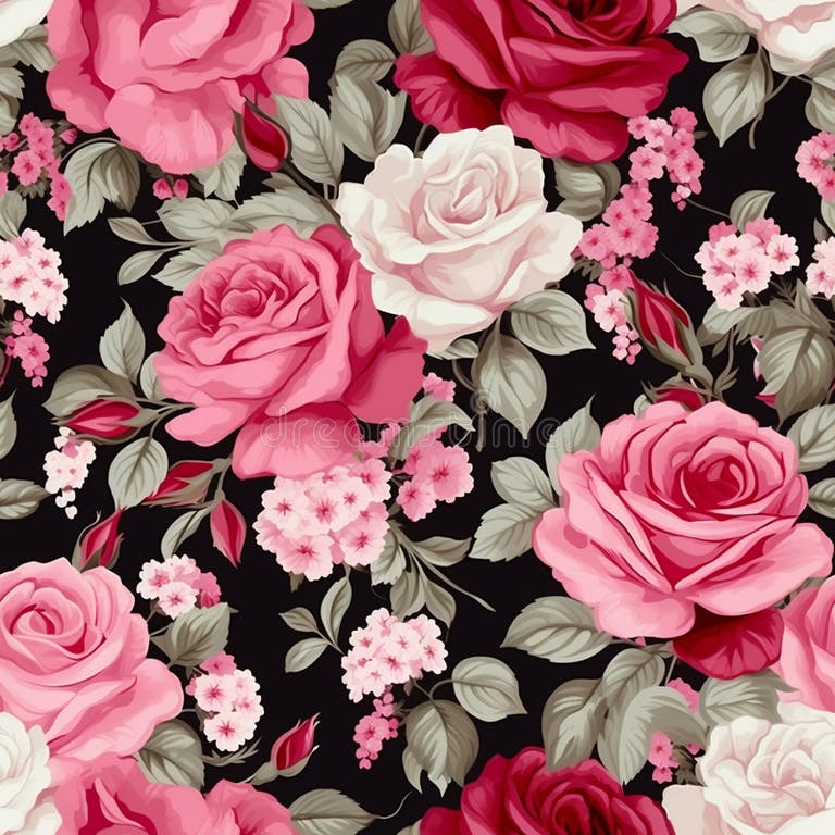 Wallpaper of Watercolored Seamless Pink Roses Pattern Stock ...