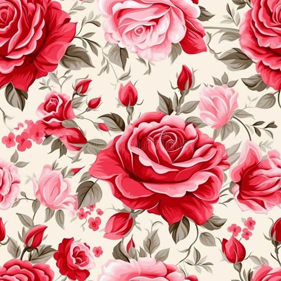 Wallpaper of Watercolored Seamless Red Roses Pattern Stock Illustration ...