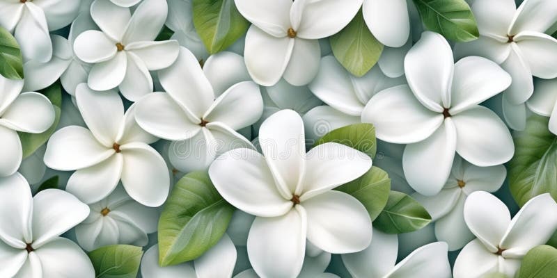 Wallpaper White Flower and Leaves Pattern Background Stock Illustration ...