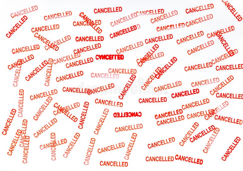 Wallpaper with the Word Cancelled in Red on White Stock Illustration ...