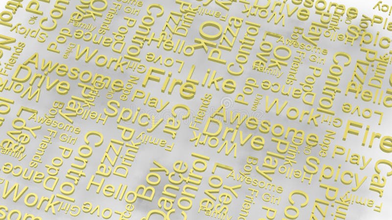 Wallpaper Yellow Text Random Words on a Light Gray Background. Rain of ...