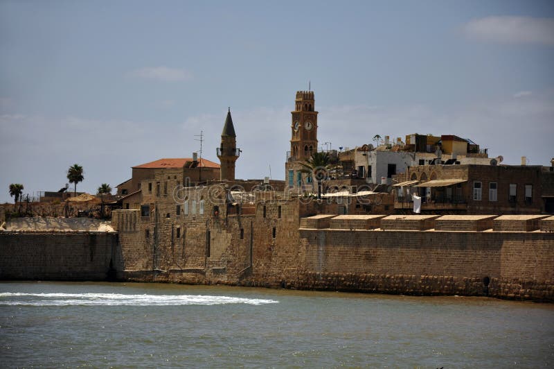 The walls of ancient Akko. stock photo. Image of tower - 33724962