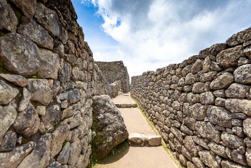 Walls of the Ancient City of Machu Picchu, Peru. Stock Image - Image of ...