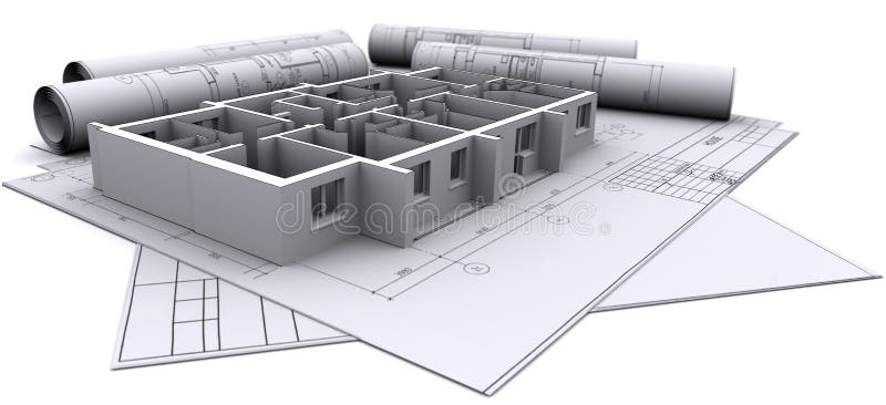 Walls on Construction Drawings Stock Illustration - Illustration of ...