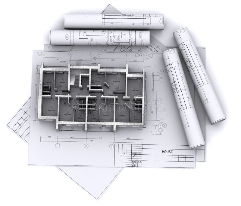 Walls on Construction Drawings Stock Illustration - Illustration of ...