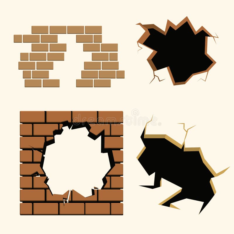 Walls cracked icons stock vector. Illustration of blocks - 229218836
