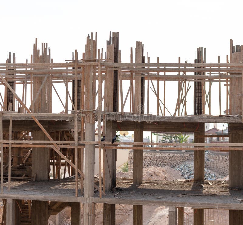 Walls and Frame of a Building Under Construction. Stock Photo - Image ...