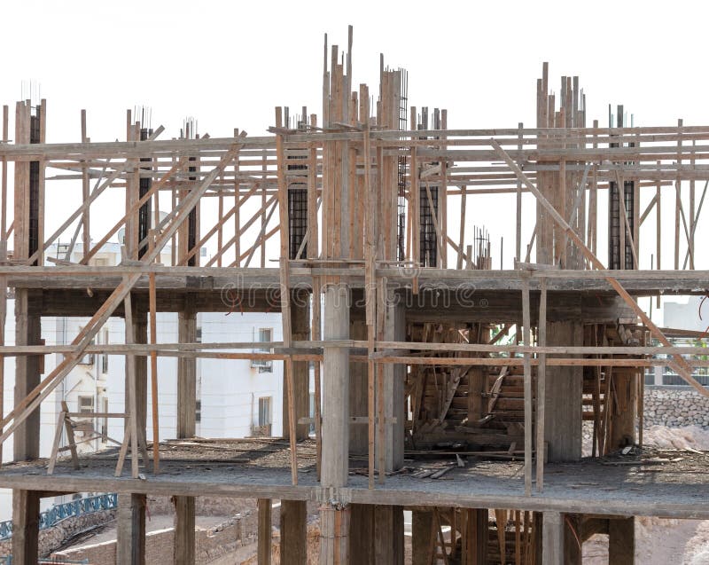 Walls and Frame of a Building Under Construction. Stock Image - Image ...