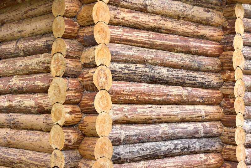 Walls of House from Pine Logs Stock Photo - Image of house, horizontal ...