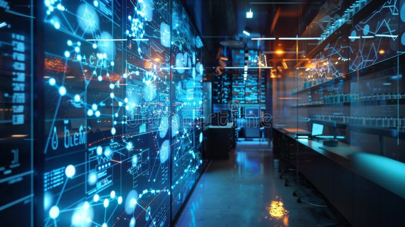 The Walls of the Lab are Lined with Screens Displaying Realtime Data ...