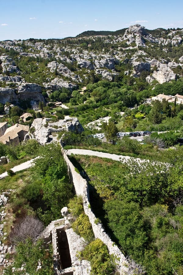 The Walls of Les Baux stock photo. Image of chteau, plant - 26521478
