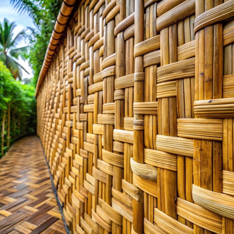 Walls Made from Woven Bamboo Stock Illustration - Illustration of style ...