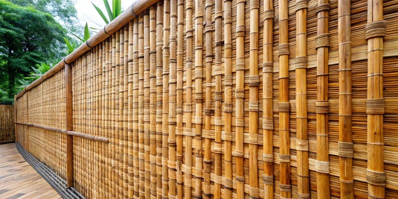 Walls Made from Woven Bamboo Stock Illustration - Illustration of ...