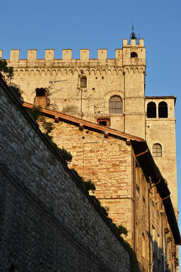 The Walls of a Medieval Castle Lit by the Setting Sun Stock Image ...