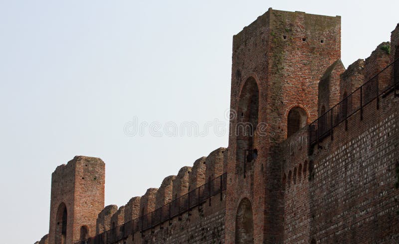 Walls Of The Medieval City Made With Bricks Stock Image - Image of ...