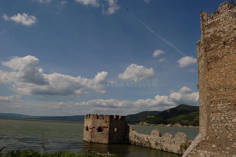 The Walls of Medieval Fortifications on the River Bank Stock Image ...