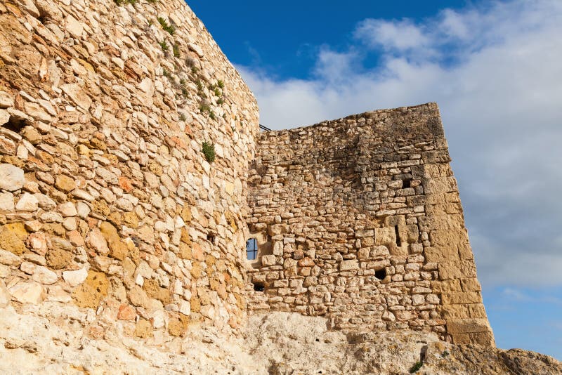 Walls of Medieval Stone Castle. Calafell, Spain Stock Photo - Image of ...