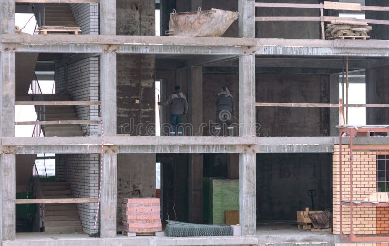 The Walls of a Multi-storey Building Under Construction Stock Image ...