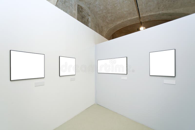 Walls in Museum with Frames Stock Photo - Image of horizontal, gallerie ...
