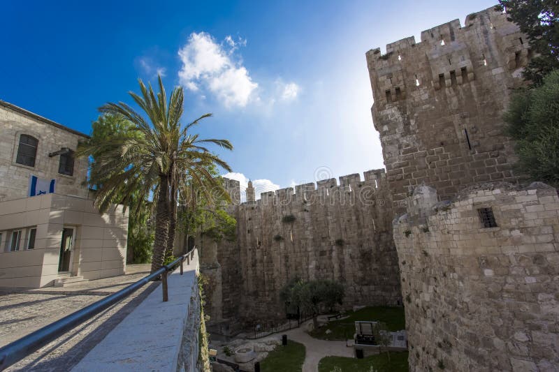 Walls of Old City of Jerusalem Israel Stock Image - Image of mosque ...