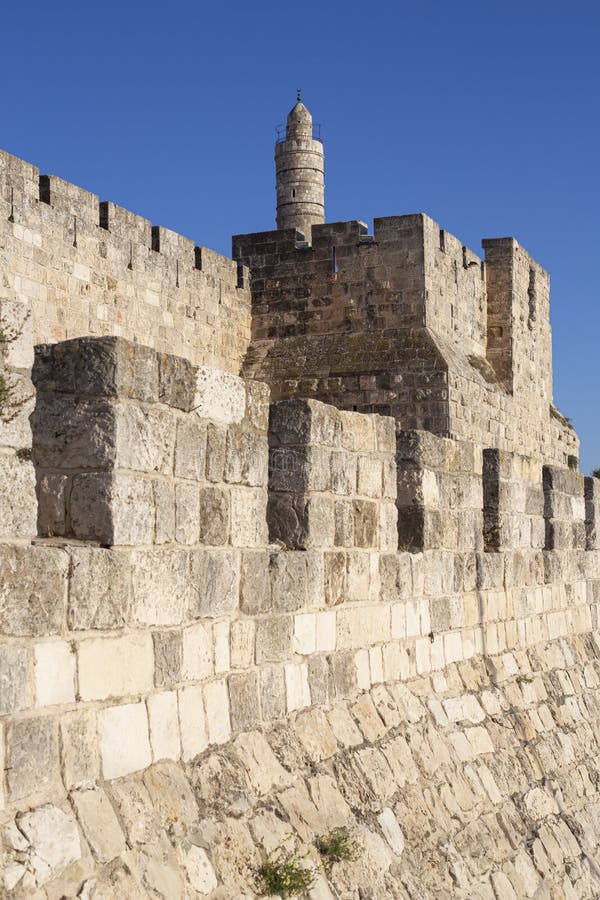 The walls of Old Jerusalem stock image. Image of medieval - 247920501