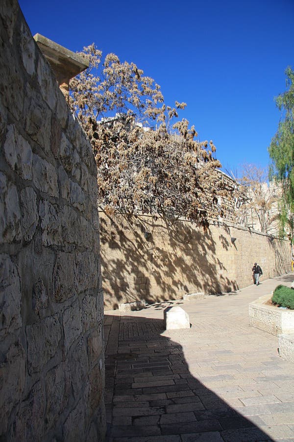 The Walls and Paths of Old City Jerusalem Stock Image - Image of ...