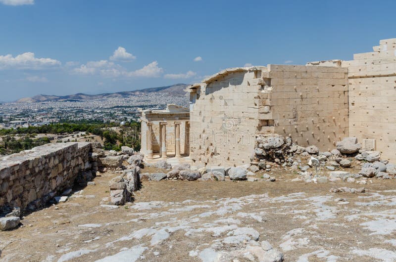 Walls of the Propylaia of Acropolis of Athens Stock Image - Image of ...