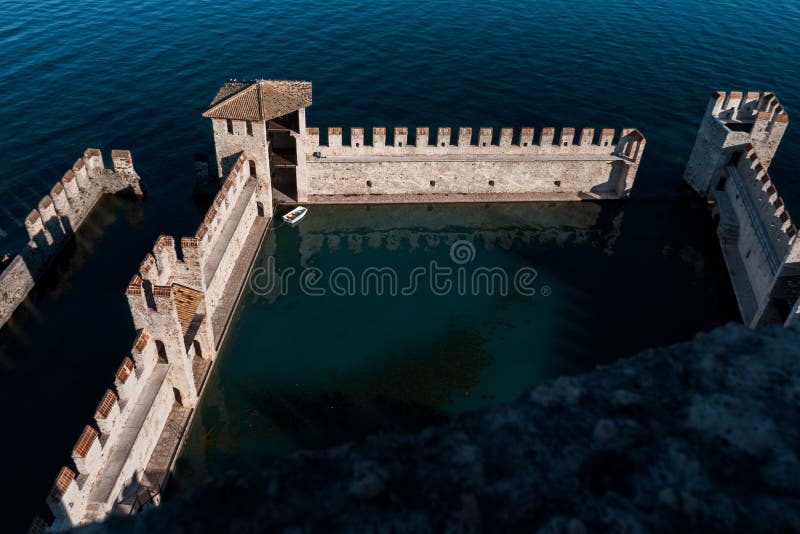 Walls of the Scaligero Castle Surrounded by Water Editorial Stock Photo ...