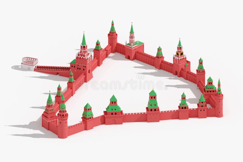 Walls and Towers of Moscow Kremlin - Detailed 3d Schematic Plan Stock ...