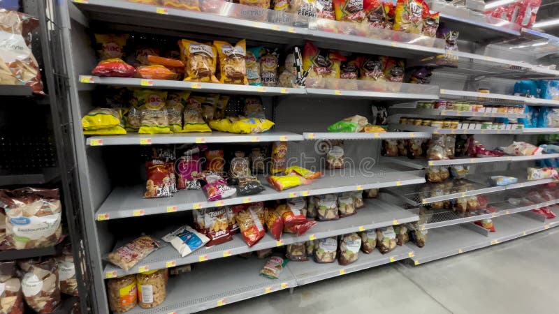Walmart Empty Shelves Supply Chain Issues Chip Section Stock Video ...