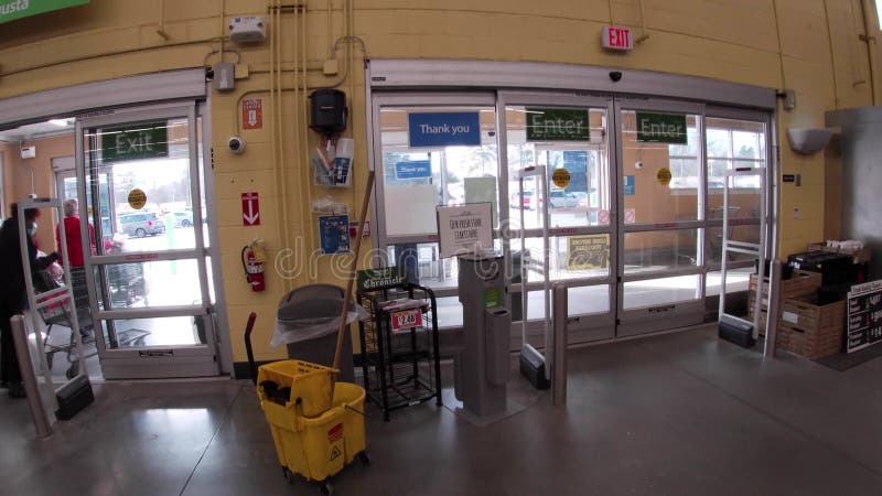 Walmart Grocery Store Interior Front of Store People Exit Store Stock ...