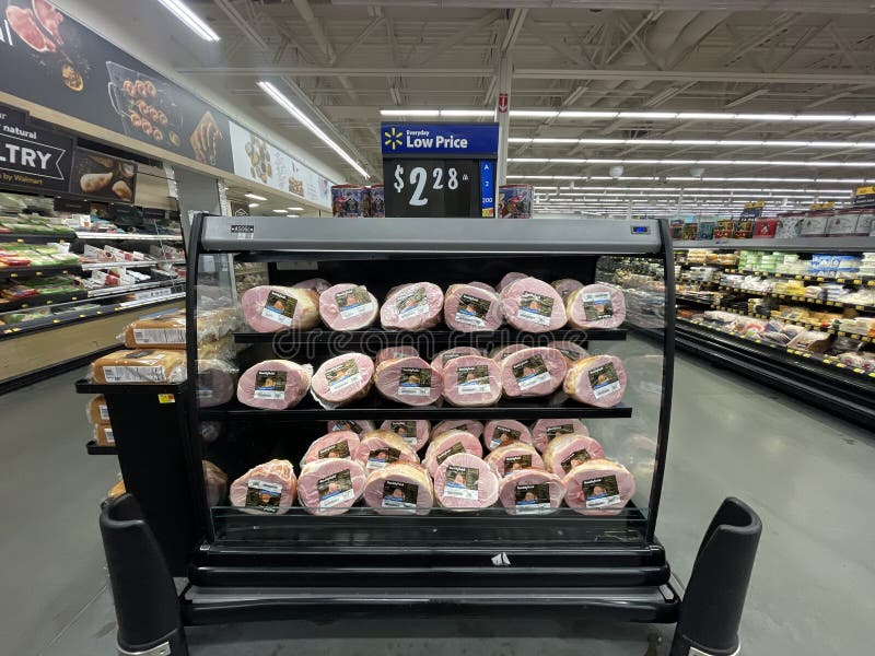 Walmart Grocery Store Smithfield Holiday Ham Display Editorial Stock ...