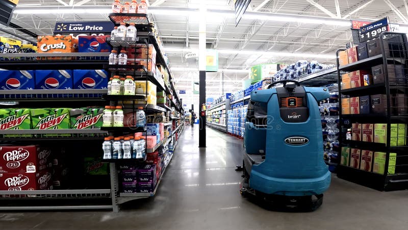 Walmart Interior Automatic Floor Scrubber No Operator Editorial Image ...