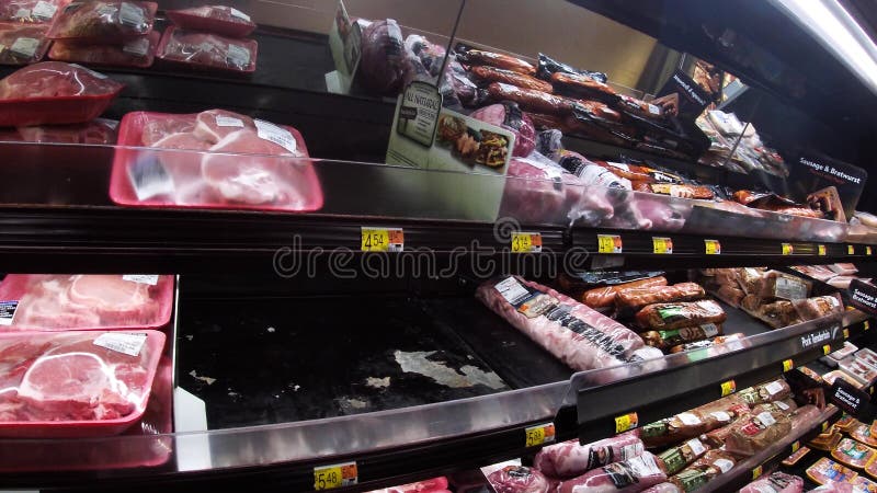 Walmart Retail Interior Meat in a Cold Case Editorial Stock Image ...