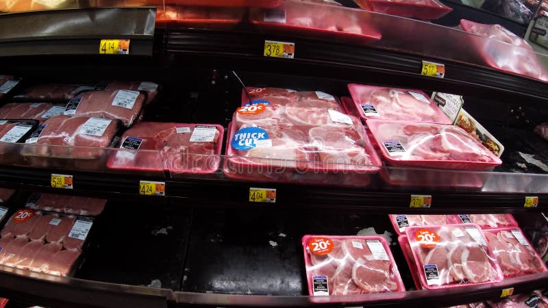 Walmart Retail Interior Packs of Meat in a Case Editorial Image - Image ...