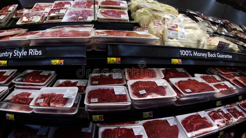 Walmart Retail Interior Red Meat Editorial Photo - Image of infection ...