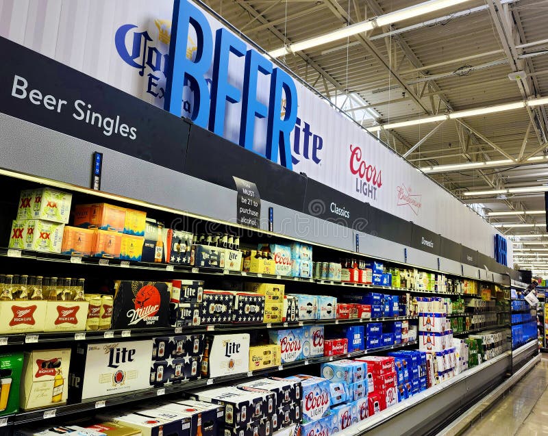 Walmart store beer section editorial stock photo. Image of indoors ...