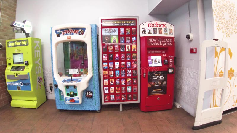 Walmart Super Center Entrance Red Box and Game Machines Stock Video ...