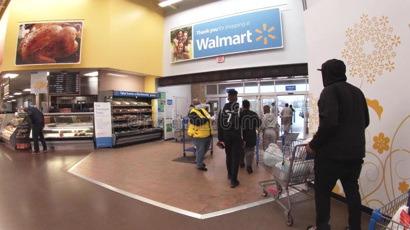 Walmart Super Center Greeter Checks Some Customer Receipts Stock Video ...