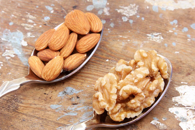 Walnut with almond nuts stock image. Image of close, healthy - 74461149