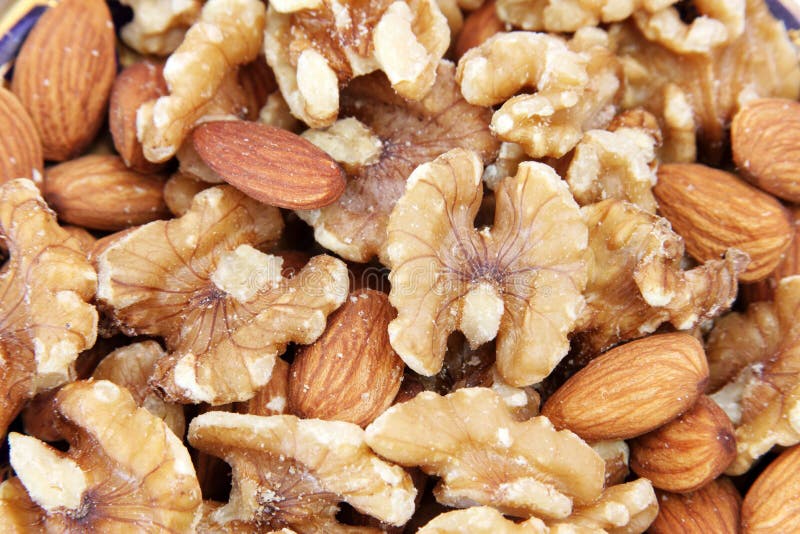 Walnut with almond nuts stock image. Image of close, mixed - 74443997