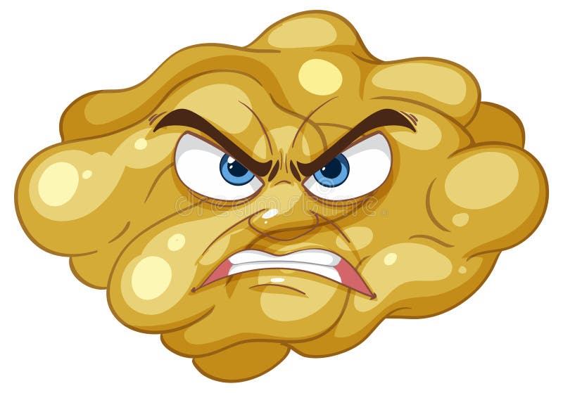 A walnut with an angry stock vector. Illustration of comic - 326073214